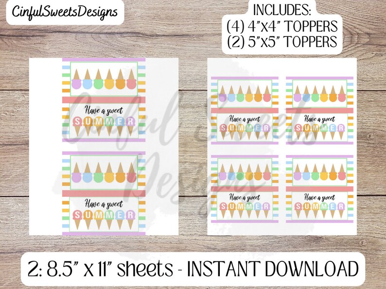 Have a Sweet Summer Ice-cream Cone Cookie Bag Topper / Happy Summer ...