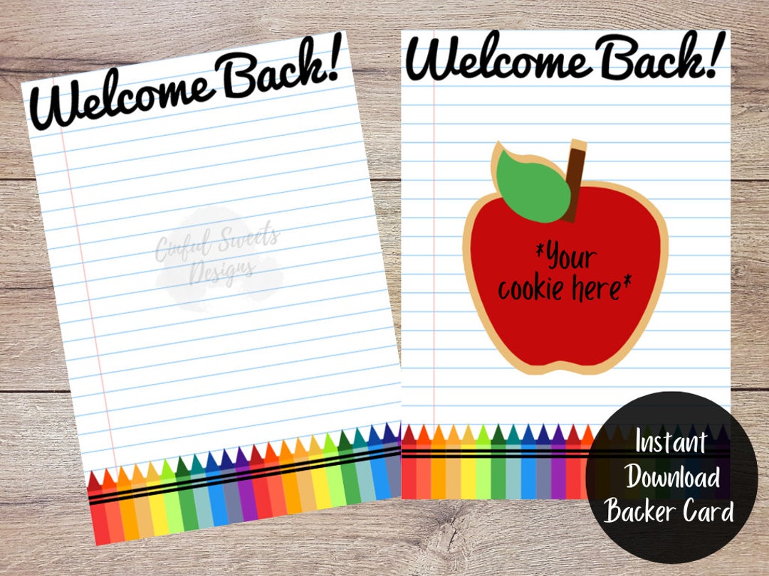 Welcome Back Cookie Backer Card / Teacher Appreciation / School ...