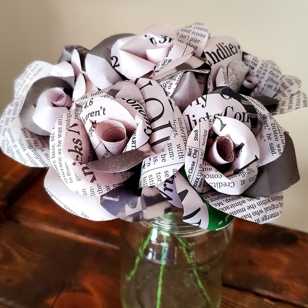 Newsprint Flowers - Etsy