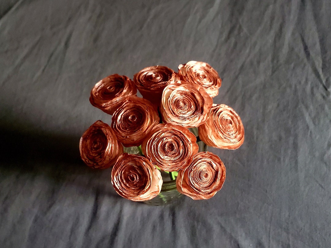 Mini Rose Gold Flowers, Small Rose Gold Roses, Rose Gold Home Decor - Etsy