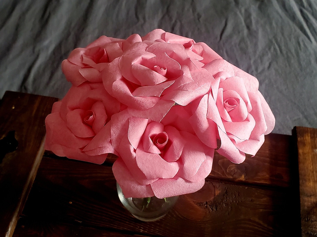 Pink Paper Roses, Pink Paper Flowers, Realistic Pale Pink Roses - Etsy