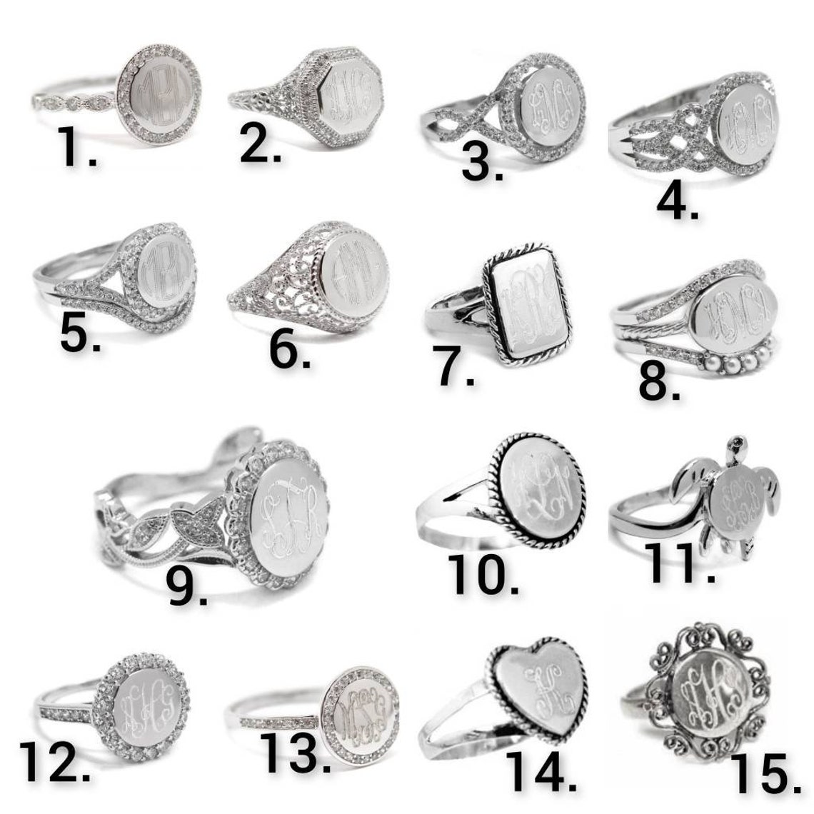 Sterling Silver Monogram Ring / Custom Monogram Ring / Initial - Etsy