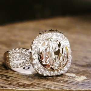 Sterling Silver Monogram Ring / Custom Monogram Ring / Initial Ring ...