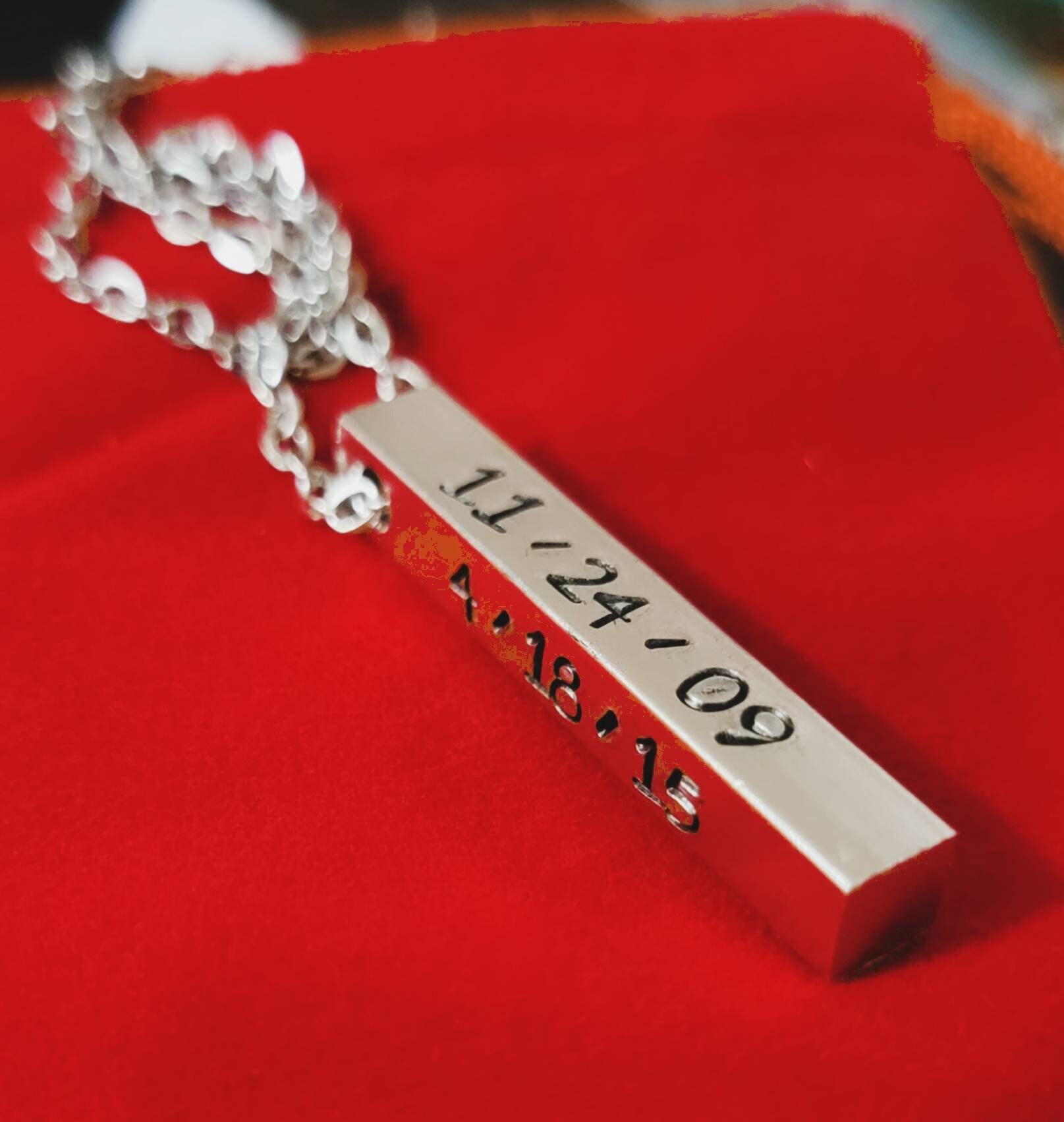 Name and Date Block Necklace / Custom Anniversary Block - Etsy