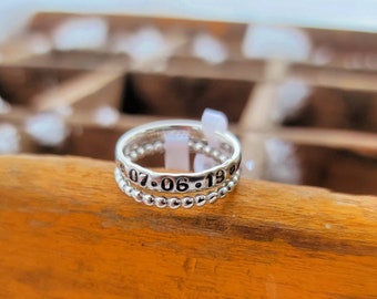 Stainless Steel Stacking Rings / 3mm HANDSTAMPED Stacking Rings / Date ...