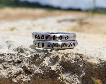 Stainless Steel Stacking Rings / 3mm HANDSTAMPED Stacking | Etsy