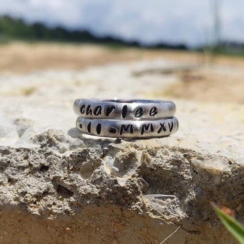 Stainless Steel Stacking Rings / 3mm HANDSTAMPED Stacking - Etsy