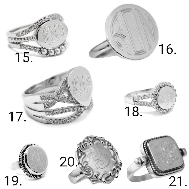 Sterling Silver Monogram Ring / Custom Monogram Ring / Initial - Etsy