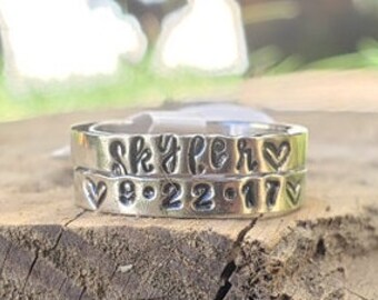 Stainless Steel Stacking Rings / 3mm HANDSTAMPED Stacking | Etsy