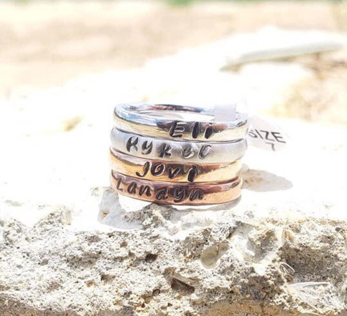Stainless Steel Stacking Rings / 3mm HANDSTAMPED Stacking - Etsy
