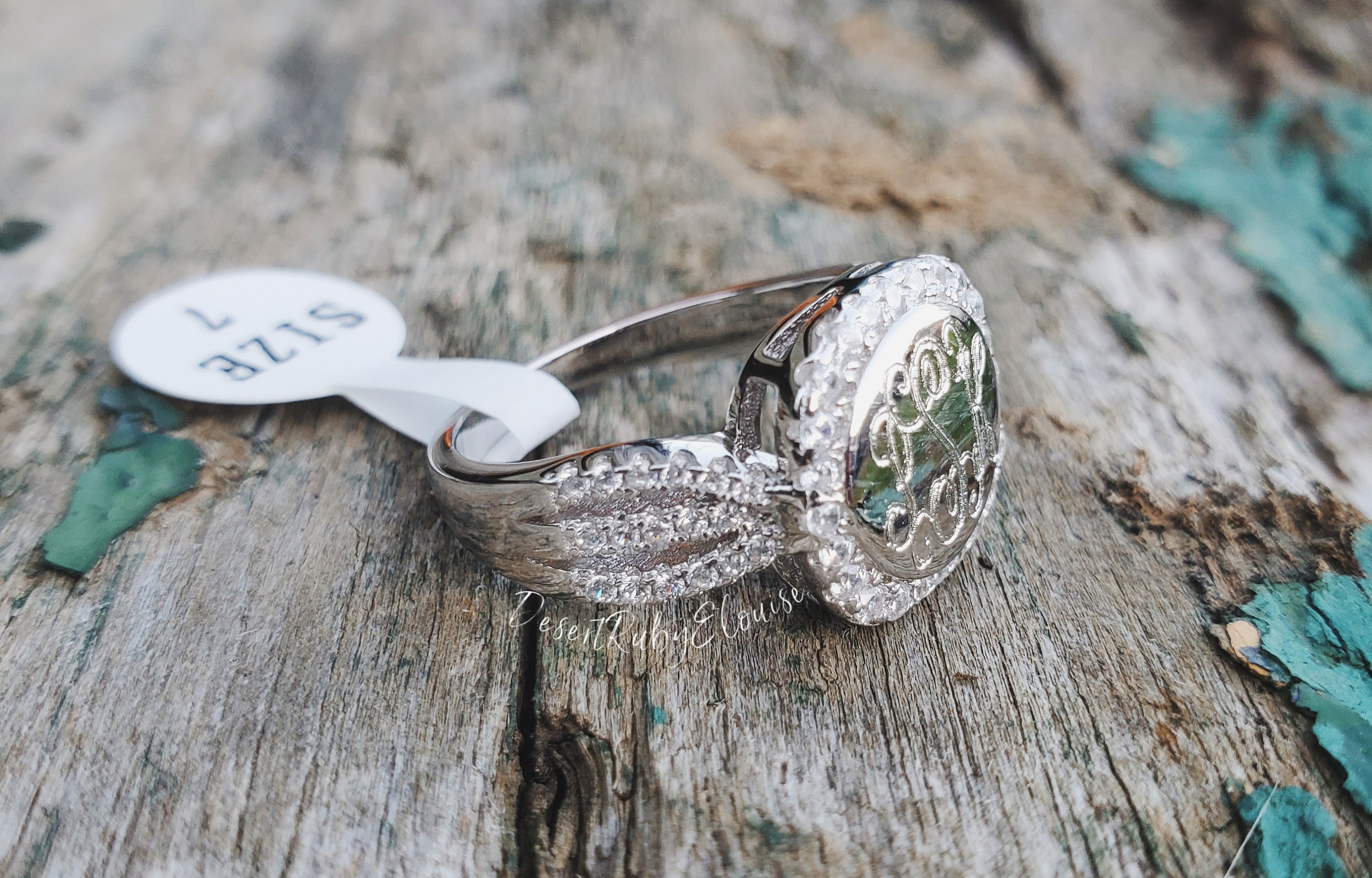 Sterling Silver Monogram Ring / Custom Monogram Ring / Initial | Etsy