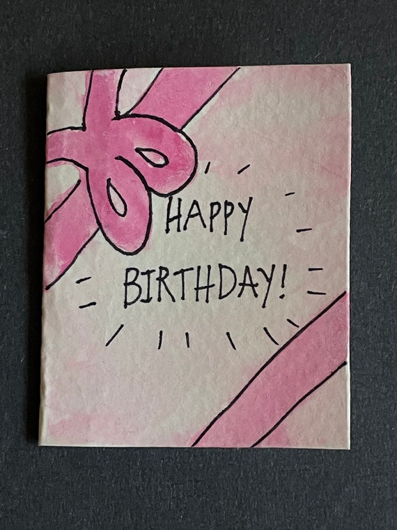 Mini Pink Birthday Card Happy Birthday Card - Etsy