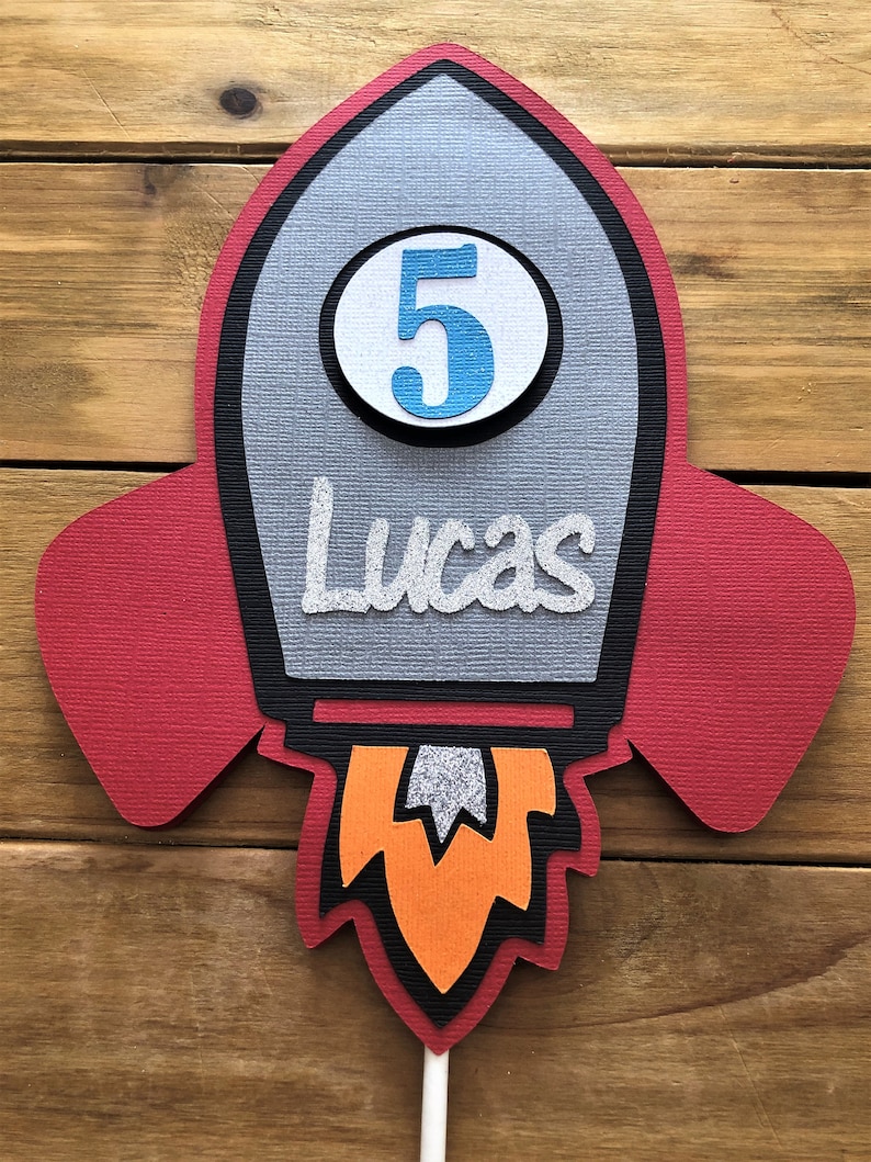 Rocket Cake Topper Outer Space Cake Topper Space Birthday - Etsy