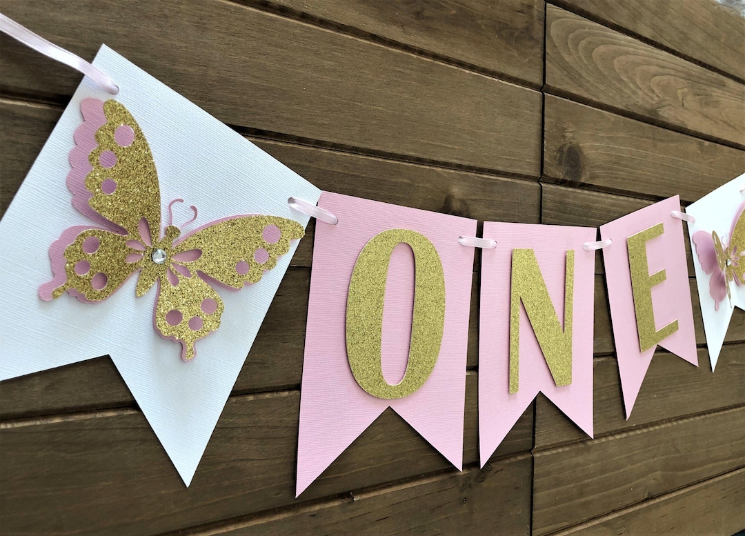 Butterfly Banner for Birthday Party - First Birthday - Baby Shower ...