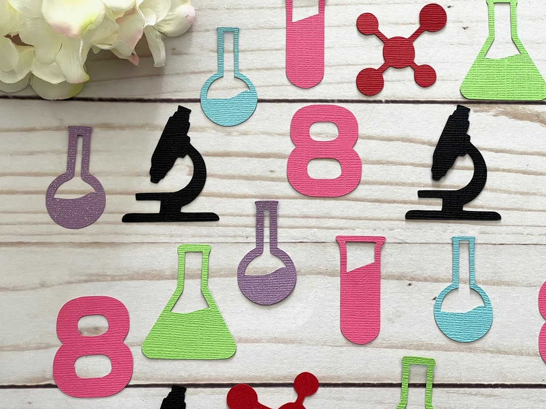 Science Party Confetti: Flask, Microscope, Molecule, Custom Age - 90 ...