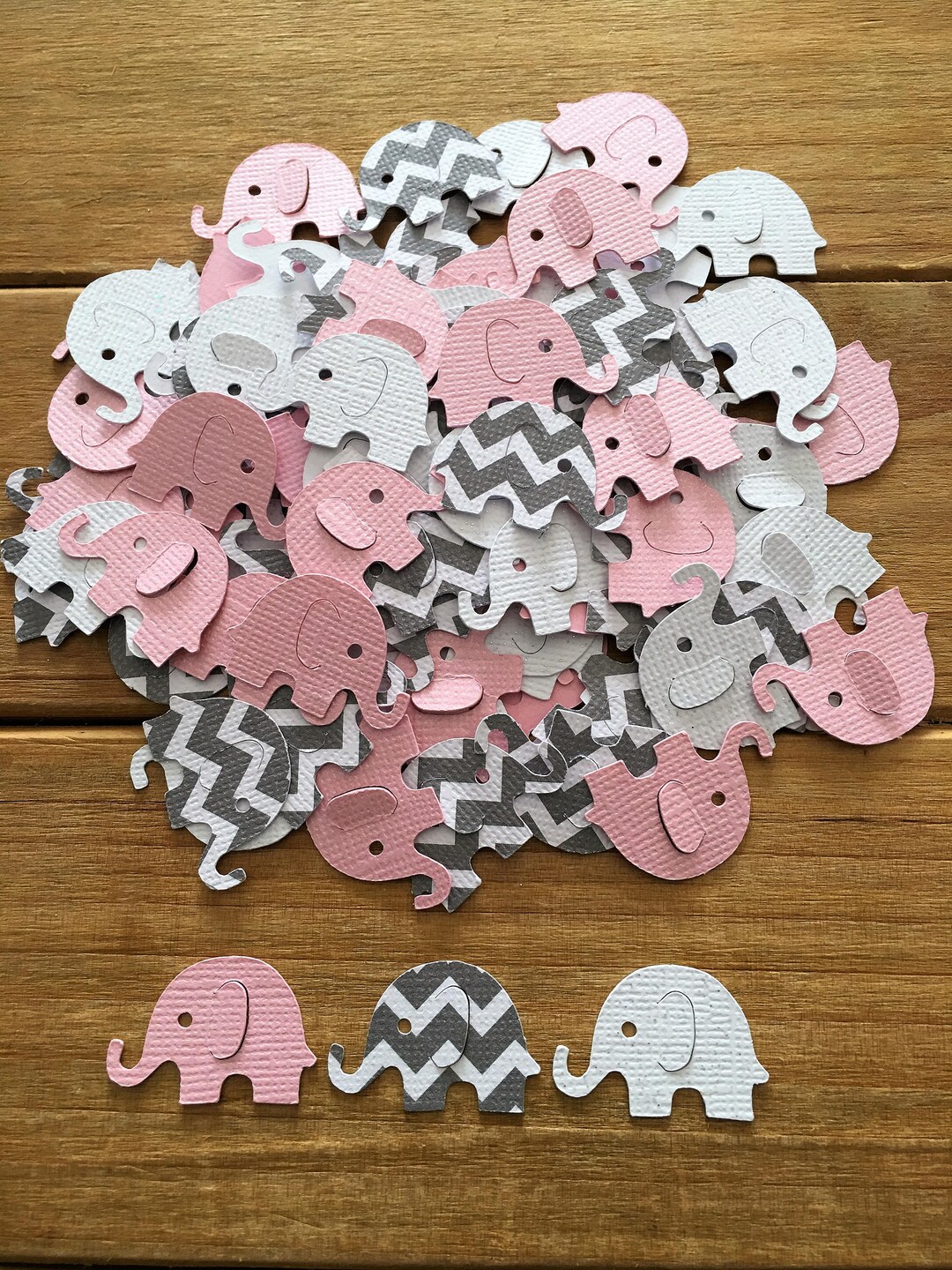 Pink and Gray Elephant Confetti, Pink Elephant, Baby Shower Confetti ...