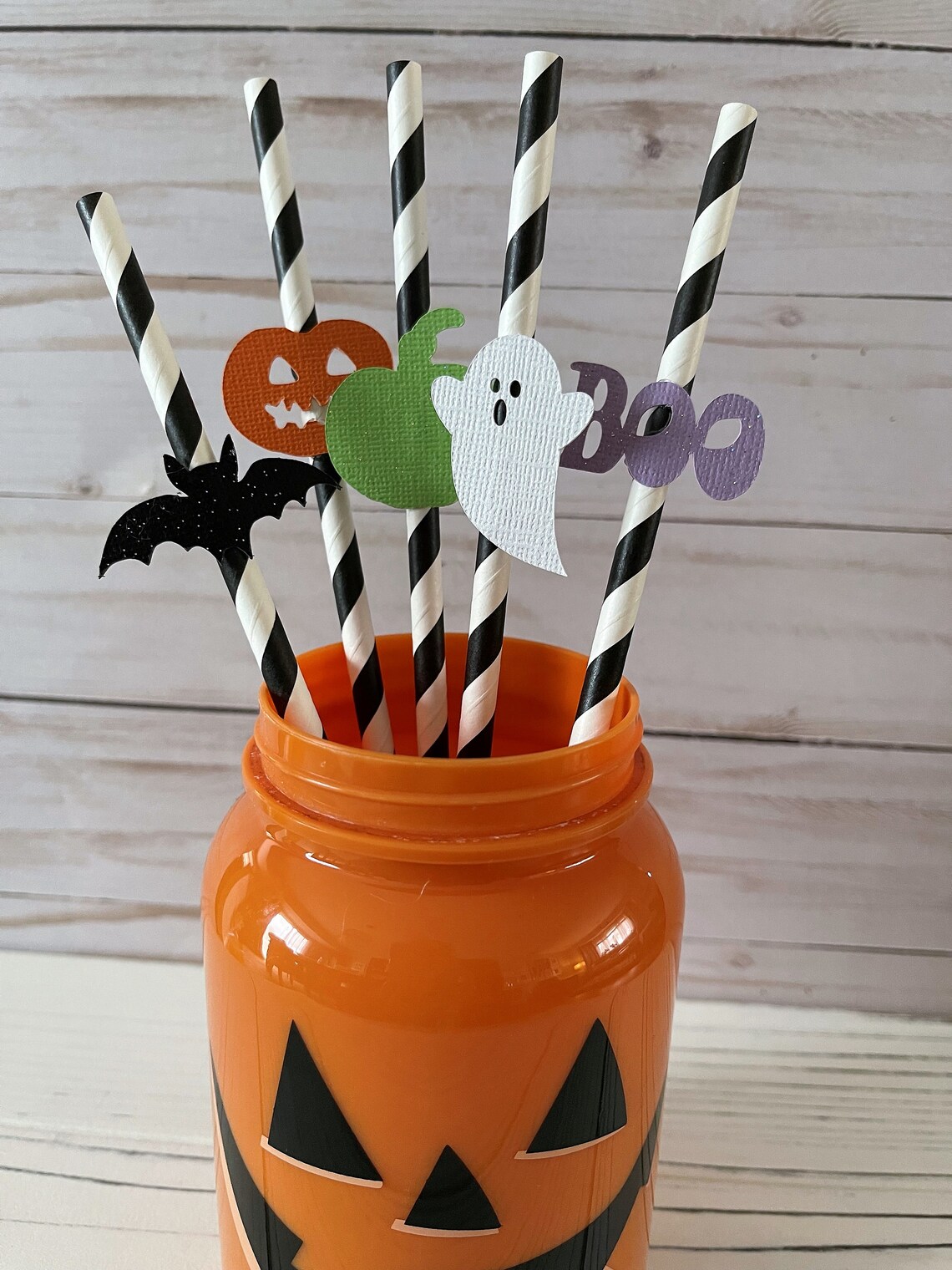 10 Halloween Straws Bat Straws Halloween Paper Straw Ghost - Etsy