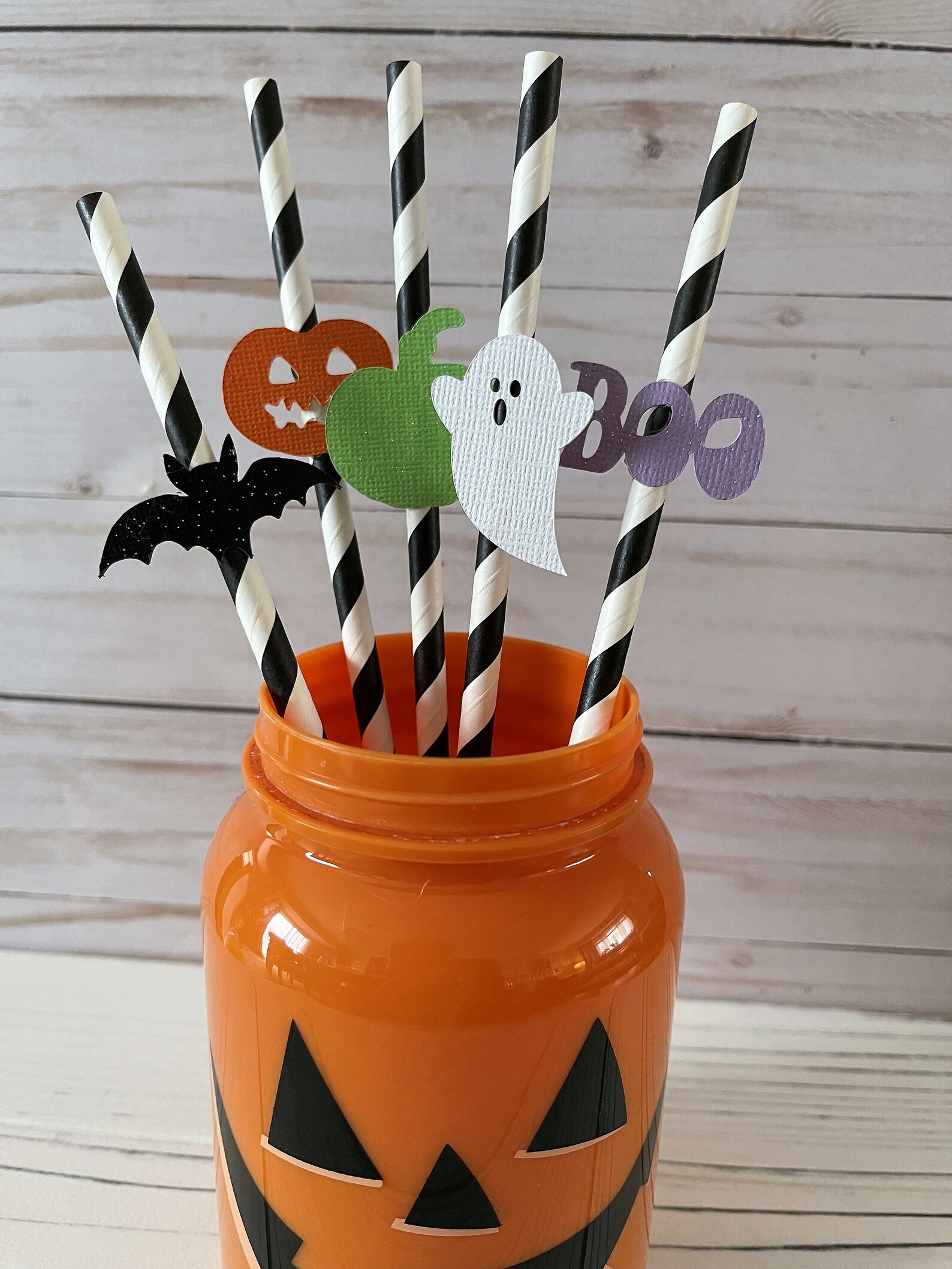 10 Halloween Straws Bat Straws Halloween Paper Straw Ghost - Etsy