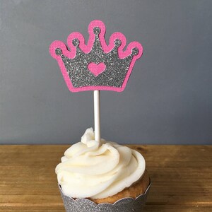 12 Princess Crown Cupcake Toppers, Crown Cake Topper, Princess Birthday ...