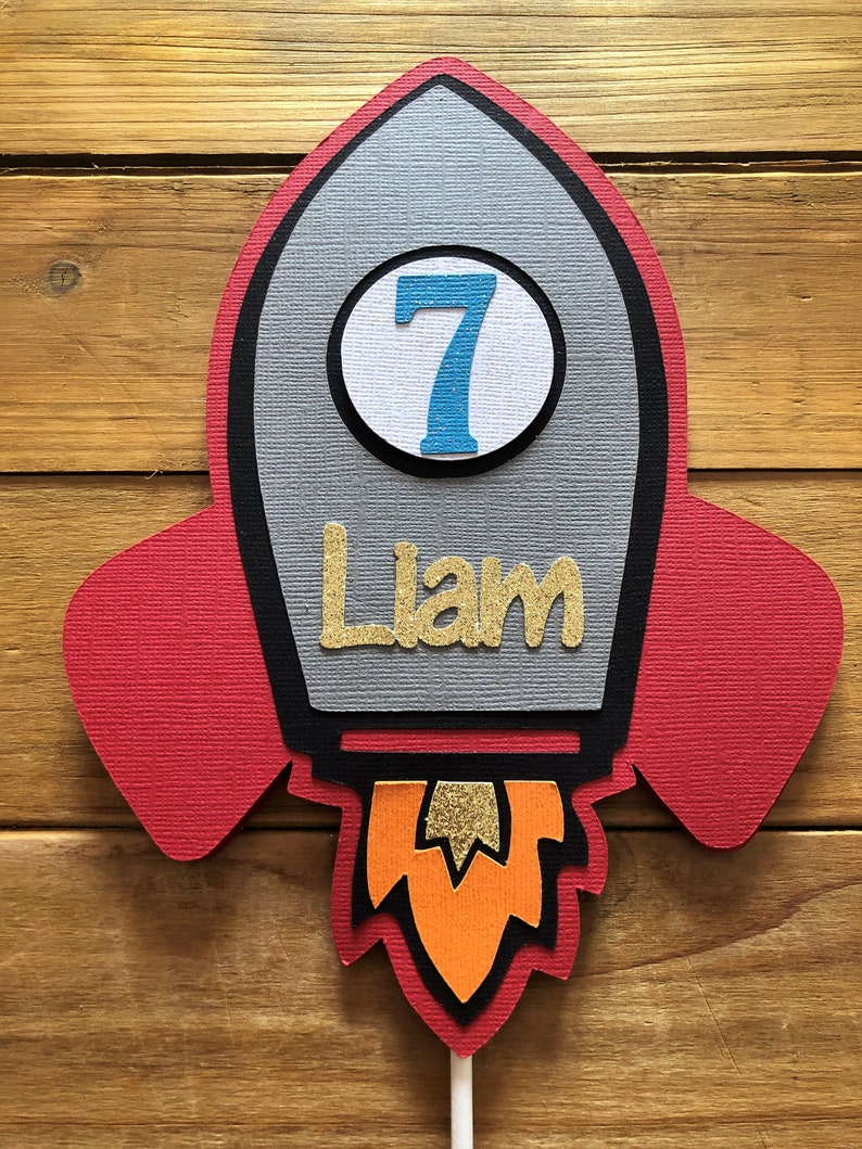 Rocket Cake Topper Outer Space Cake Topper Space Birthday | Etsy