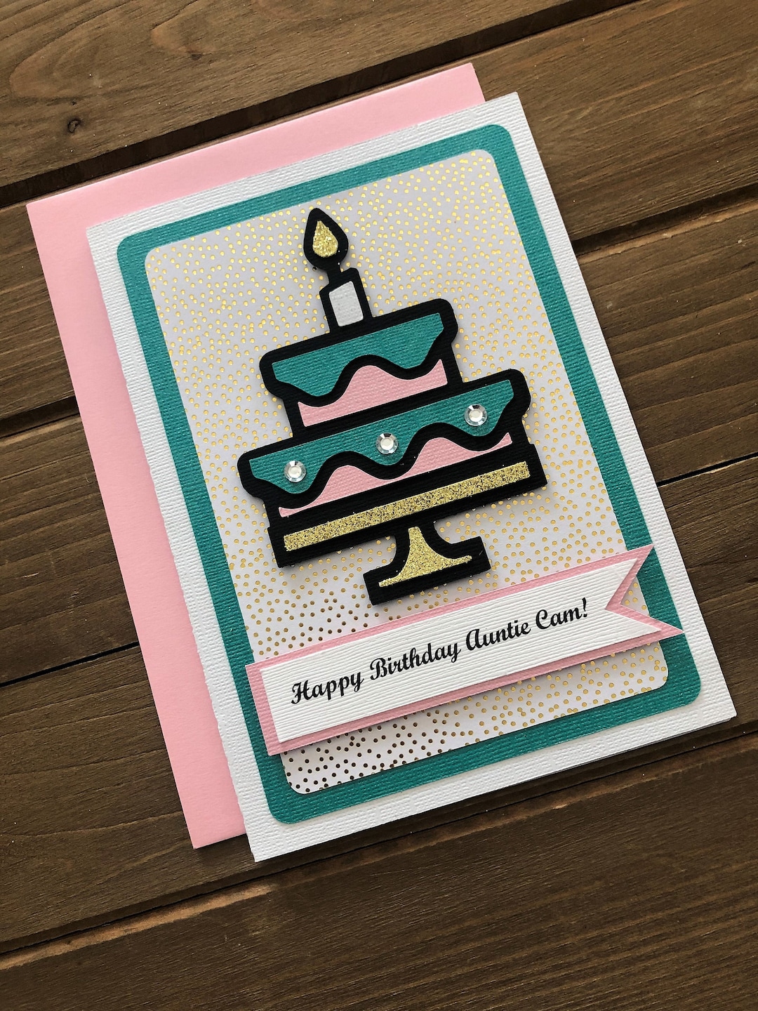 Handmade Personalized Birthday Cake Card: Layered Cardstock and Custom ...