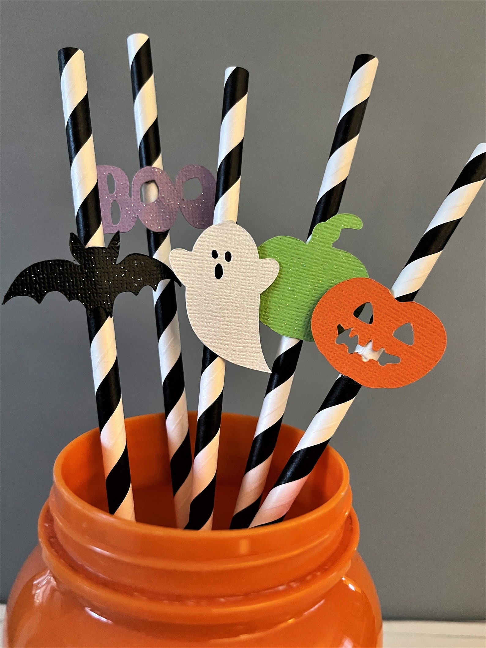 10 Halloween Straws Bat Straws Halloween Paper Straw Ghost - Etsy