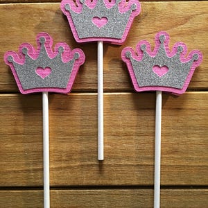 12 Princess Crown Cupcake Toppers, Crown Cake Topper, Princess Birthday ...