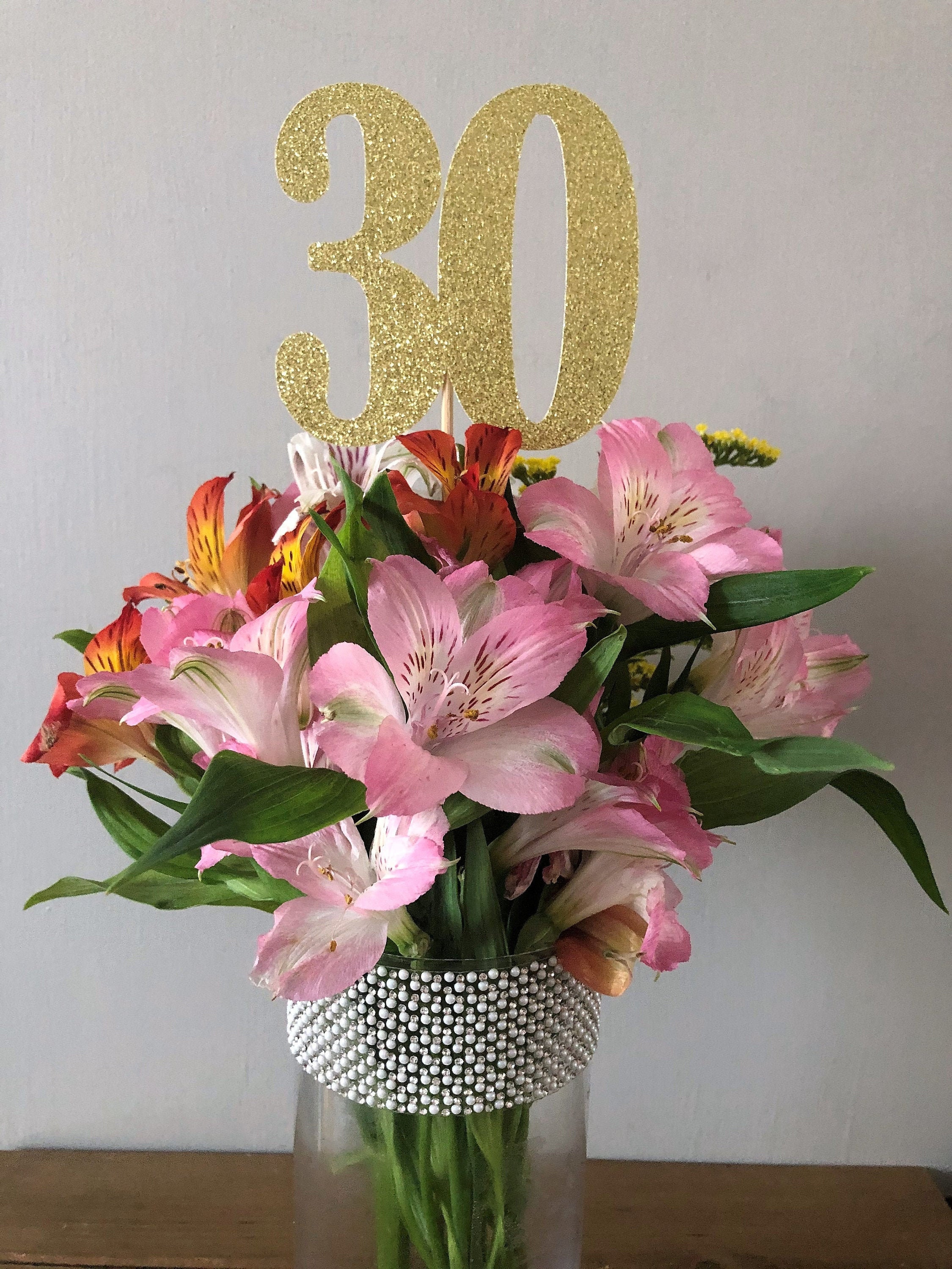 Number Centerpiece Stick for Birthday Party, Anniversary, Table Number ...