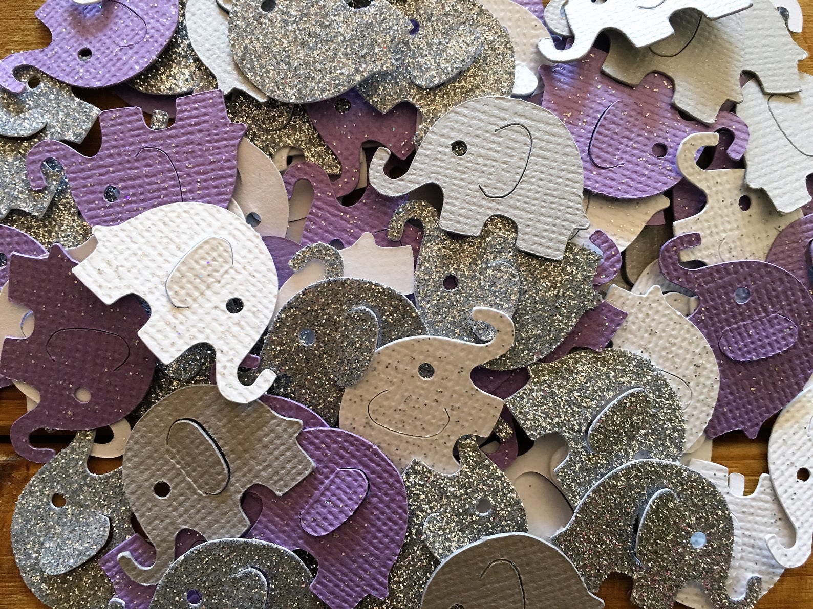 Purple Elephant Confetti Silver Elephant Elephant Baby | Etsy
