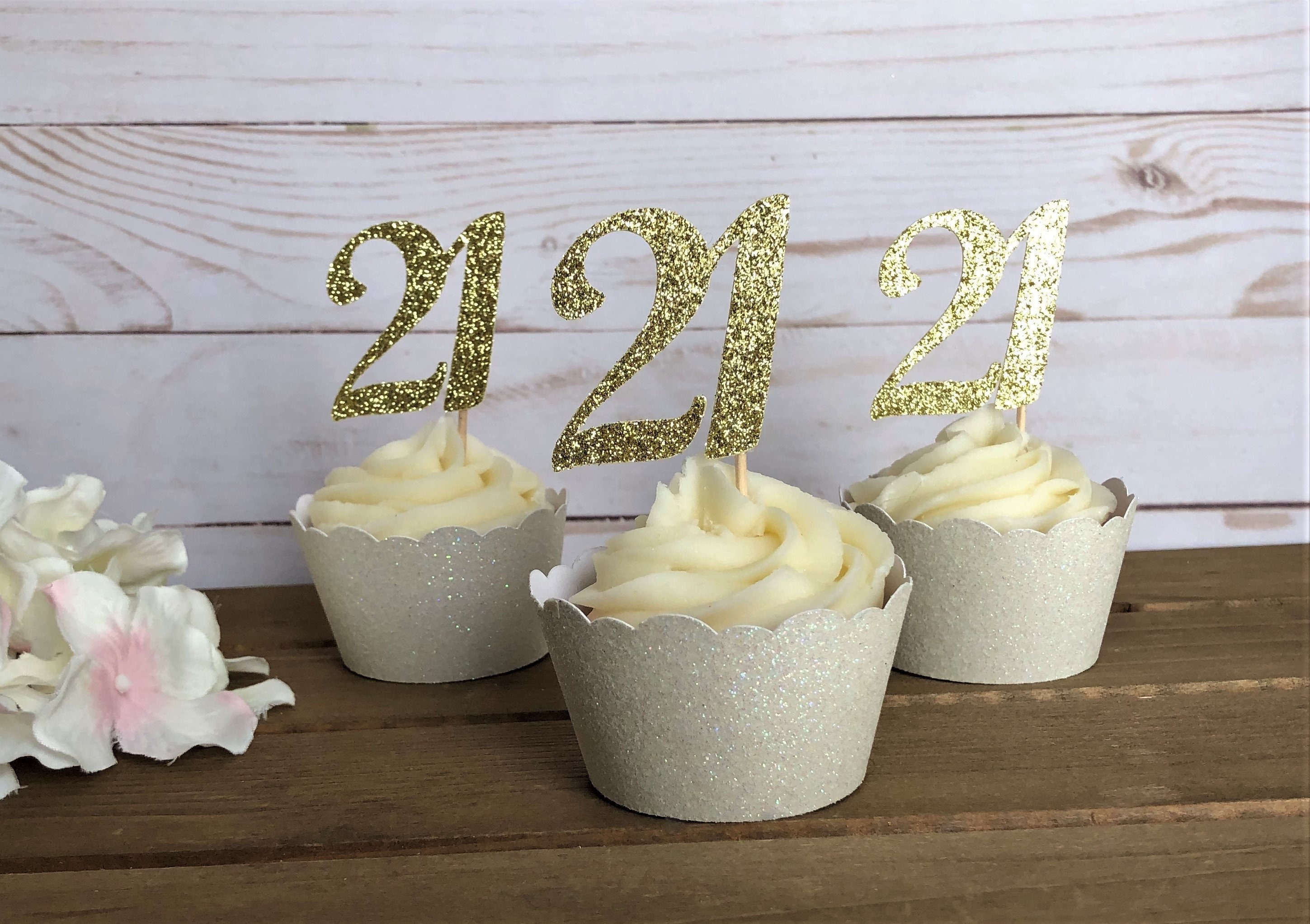 Glitter Number Cupcake Topper Any Age Cupcake Topper | Etsy