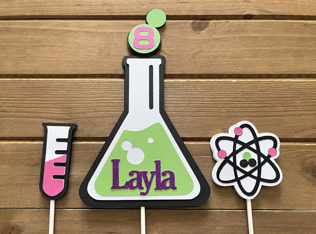 Science Cake Topper, Science Party Cake Topper, Science Birthday, Flask ...