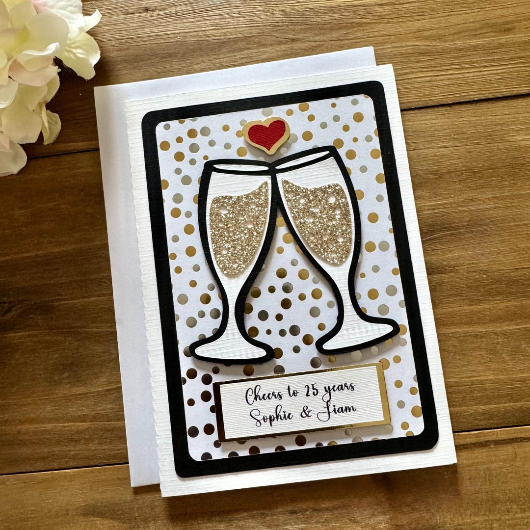 Handmade Champagne Toast Card for Anniversary, Wedding, Birthday ...