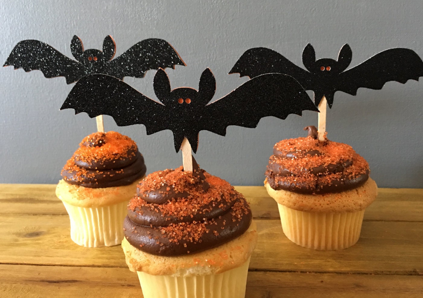 12 Halloween Cupcake Toppers Bat Cupcake Topper Halloween - Etsy