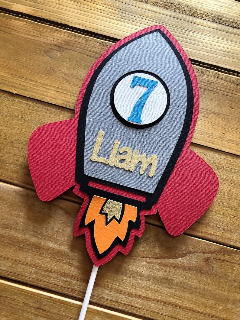 Rocket Cake Topper Outer Space Cake Topper Space Birthday - Etsy