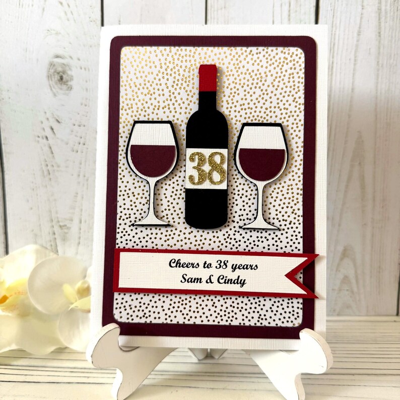 Handmade Wine Theme Card for Birthday, Anniversary, Celebration, Custom ...