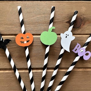 10 Halloween Straws, Bat Straws, Halloween Paper Straw, Ghost Straw ...