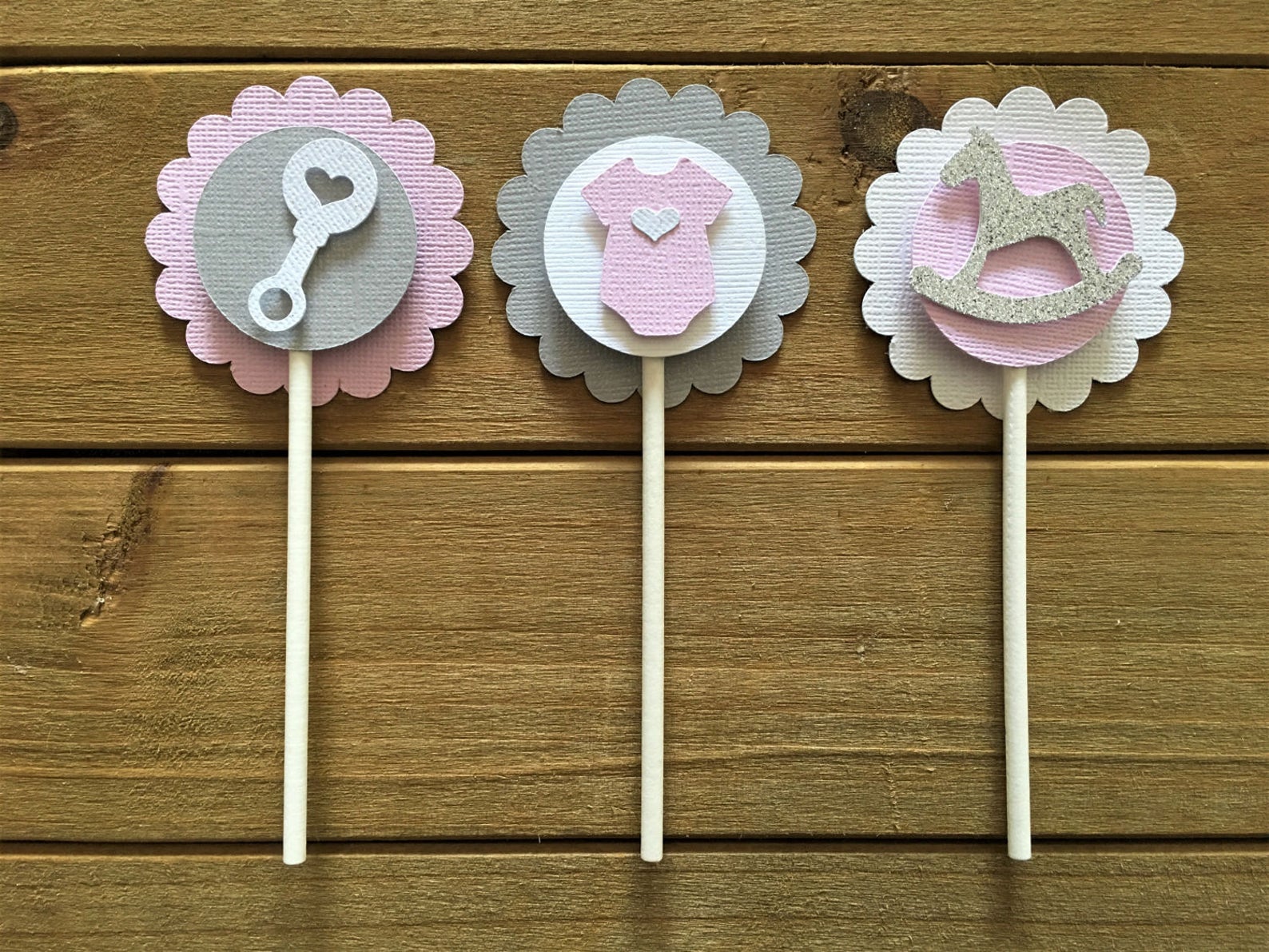 Pink Baby Shower Cupcake Topper Rocking Horse Cupcake | Etsy