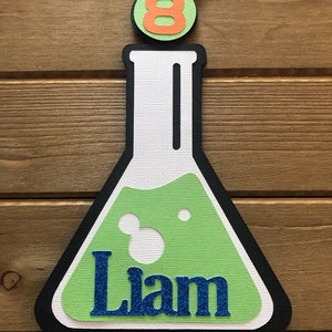 Personalized Science Birthday Cake Topper: Flask, Beaker, Test Tube - Etsy