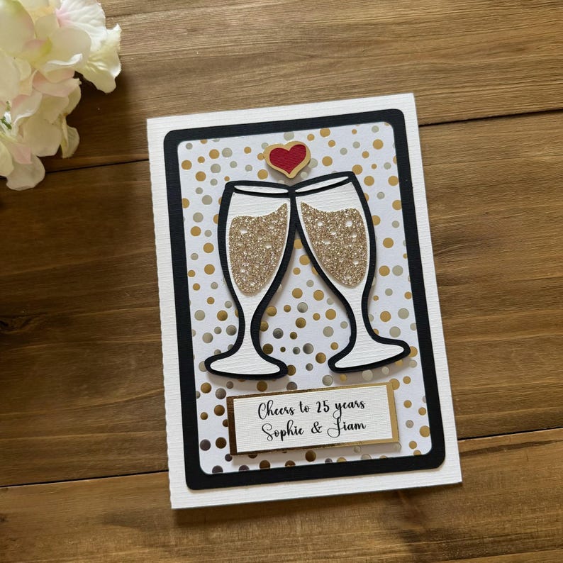Handmade Champagne Toast Card for Anniversary, Wedding, Birthday ...