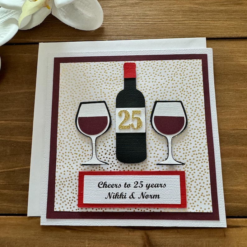 Handmade Wine Theme Card for Birthday, Anniversary, Celebration, Custom ...