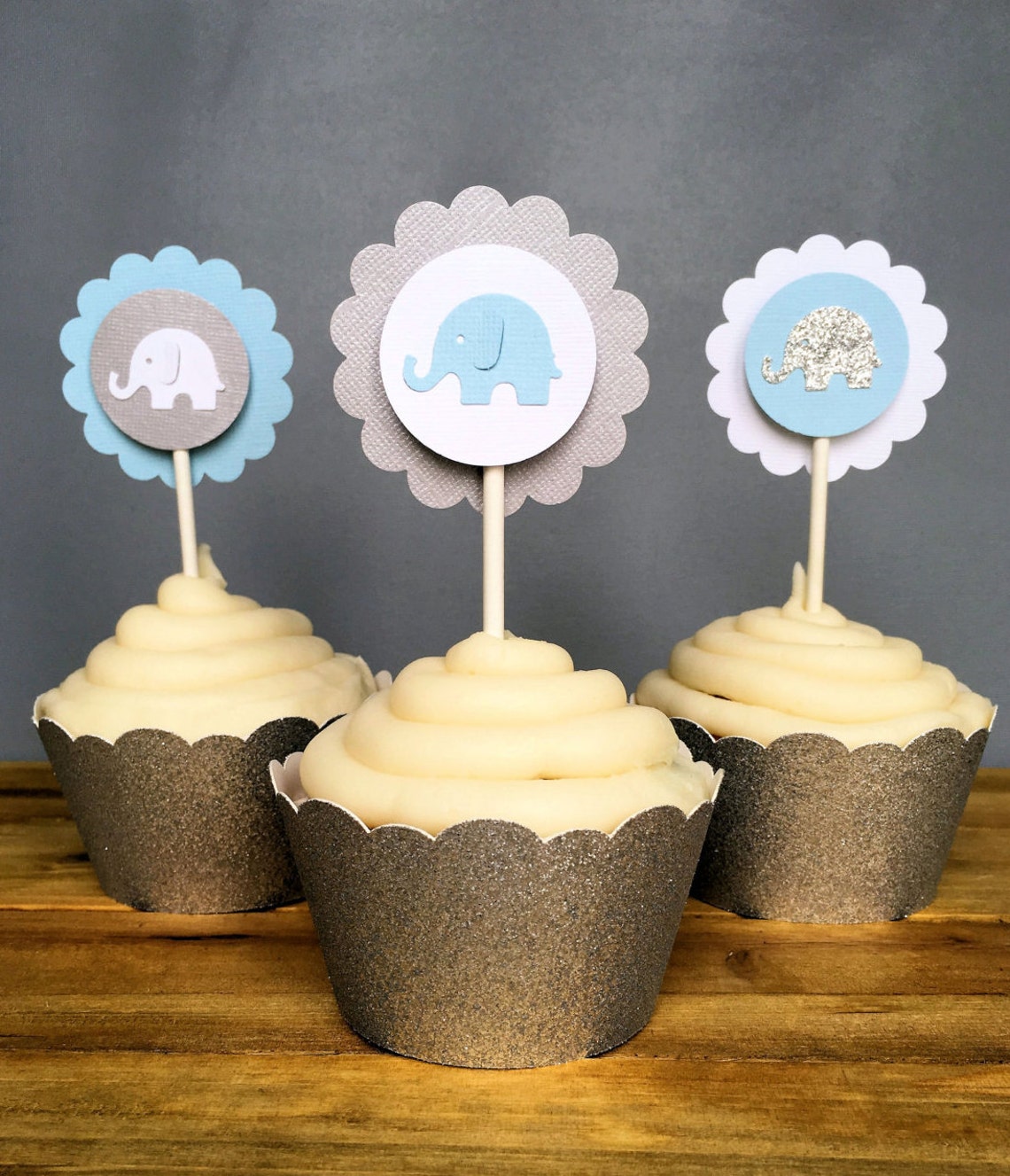 12 Elephant Cupcake Toppers Elephant Cake Topper Elephant | Etsy