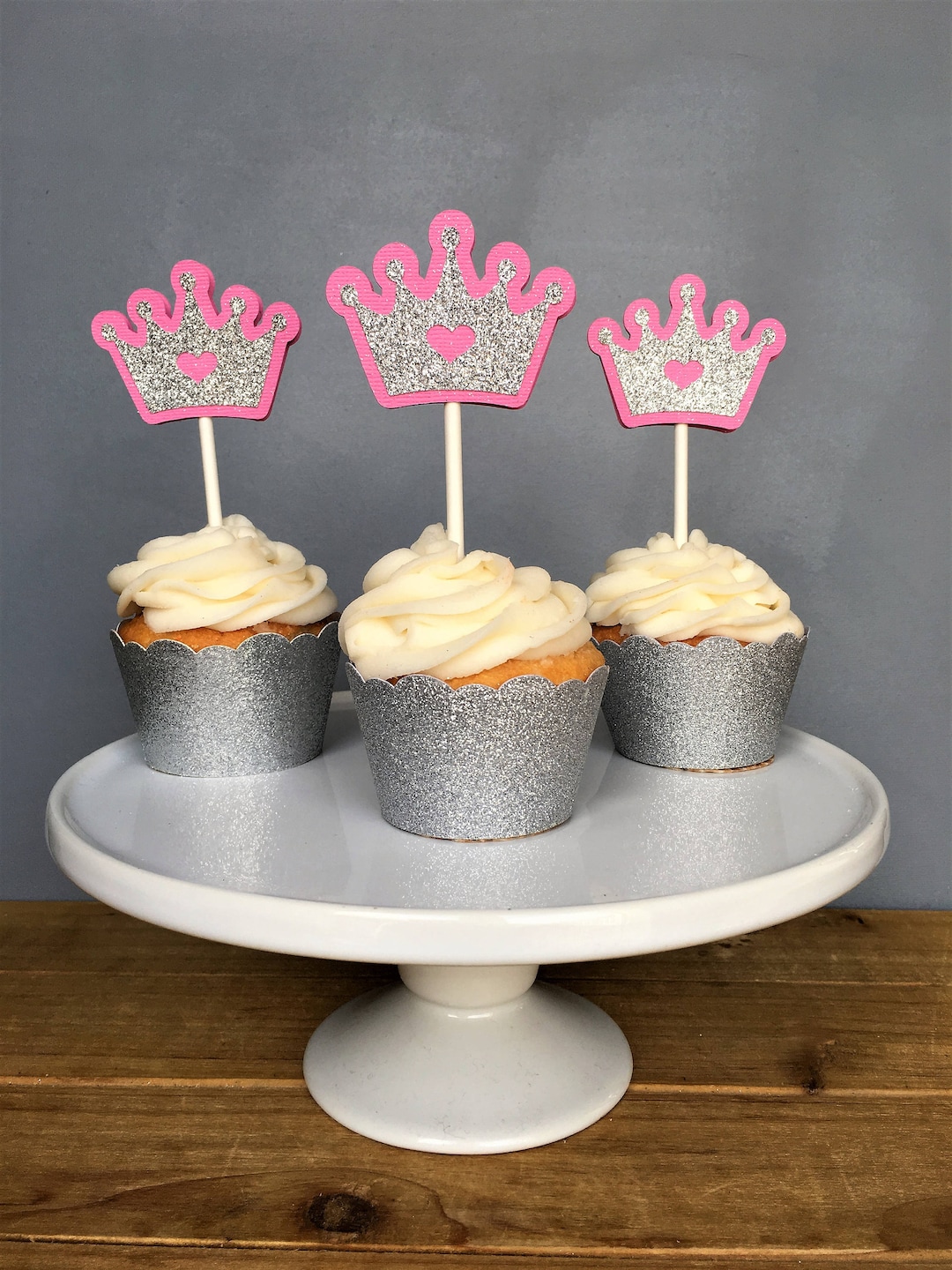 12 Princess Crown Cupcake Toppers, Crown Cake Topper, Princess Birthday ...