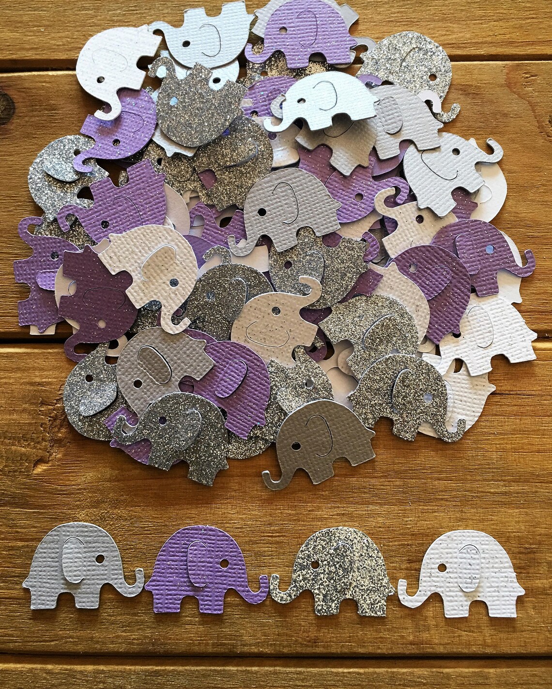 Purple Elephant Confetti Silver Elephant Elephant Baby | Etsy