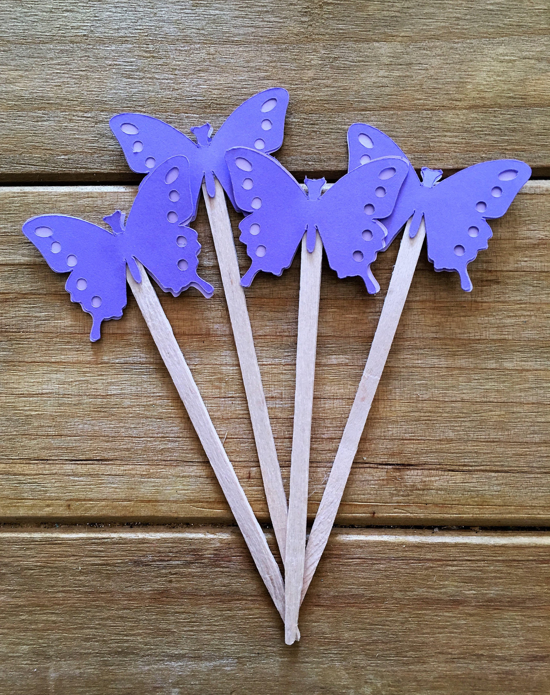 12 Purple Butterfly Cupcake Toppers Butterfly Cake Topper | Etsy