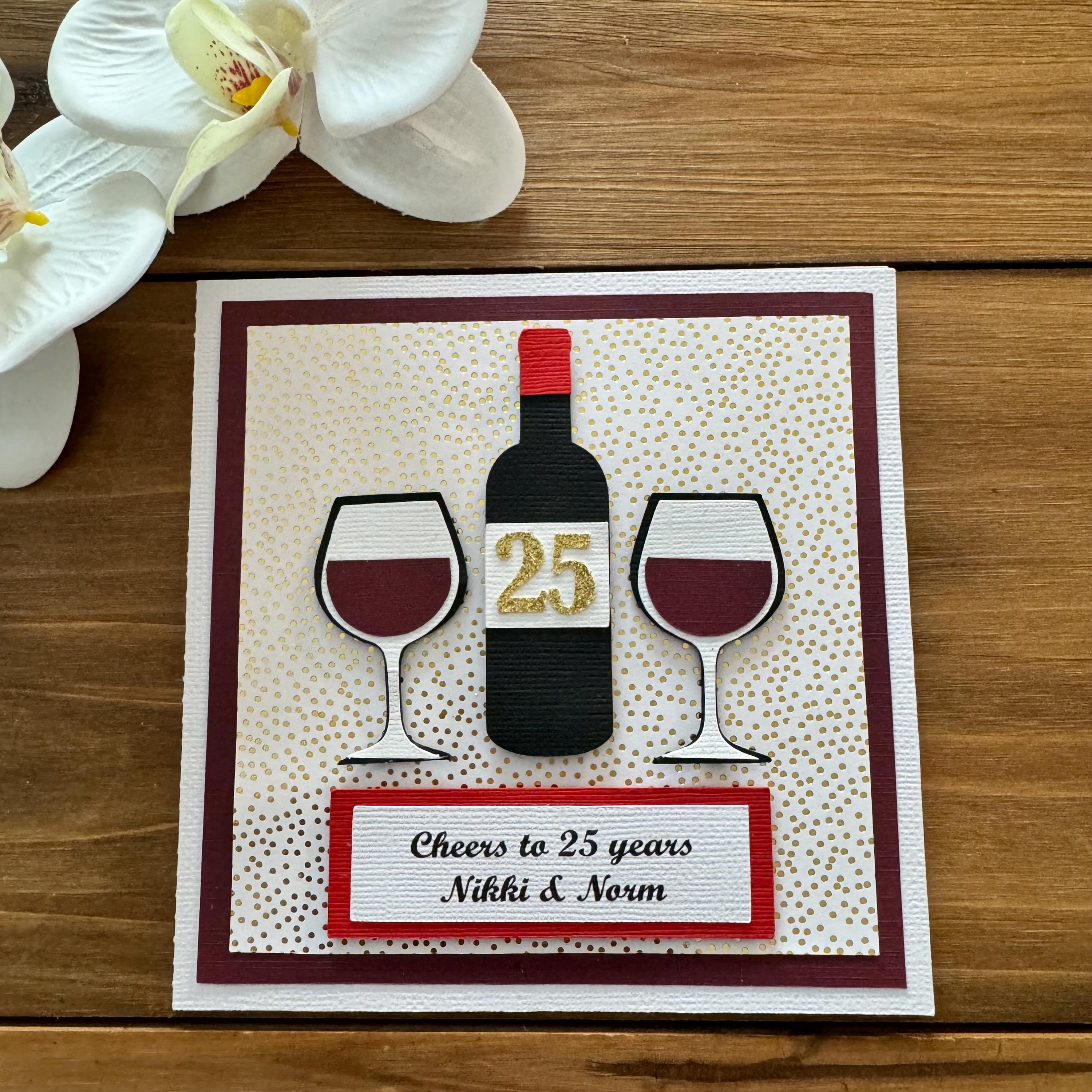 Handmade Wine Theme Card for Birthday, Anniversary, Celebration, Custom ...