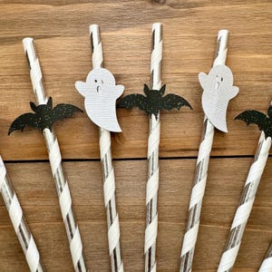 10 Halloween Straws, Bat Straws, Halloween Paper Straw, Ghost Straw ...
