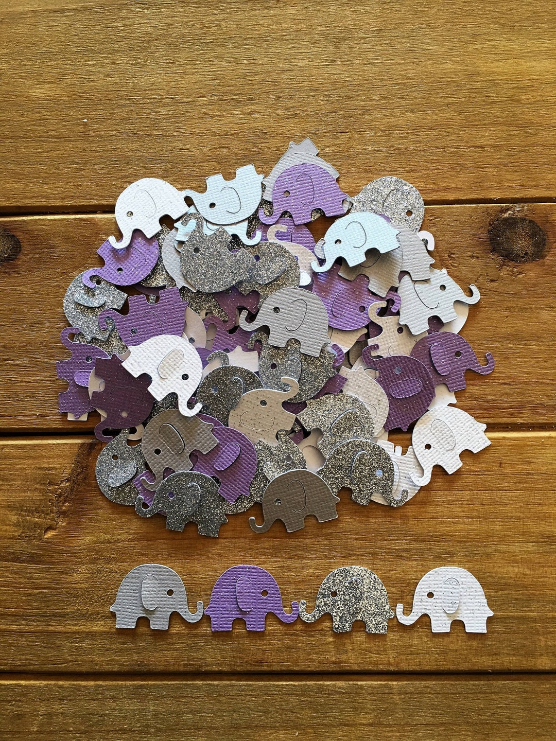 Purple Elephant Confetti, Silver Elephant, Elephant Baby Shower ...
