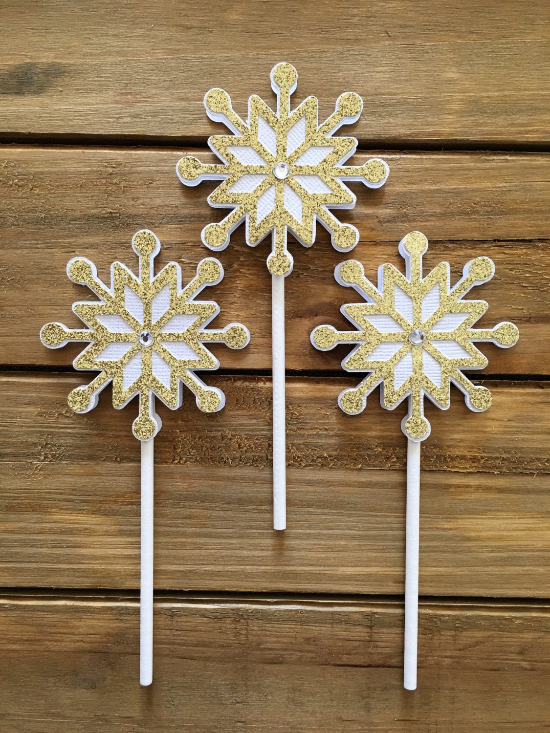 12 Glitter Snowflake Cupcake Toppers Snowflake Cake Topper | Etsy