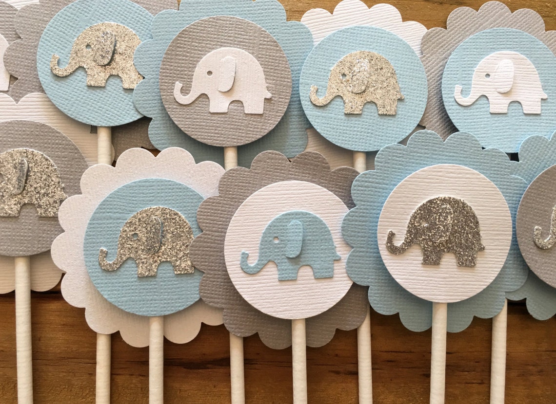 12 Elephant Tags Elephant Favor Tags Elephant Baby Shower - Etsy
