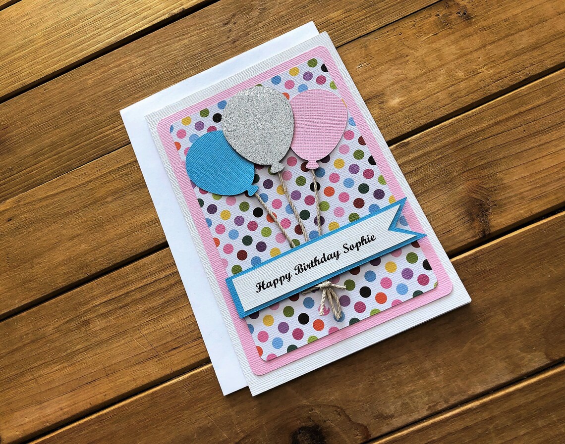 Handmade Balloon Birthday Card Personalized Card Balloon | Etsy
